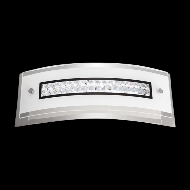 K Light KLW-1558-2 Curved Rectangular Crystal and Glass Wall Light ...