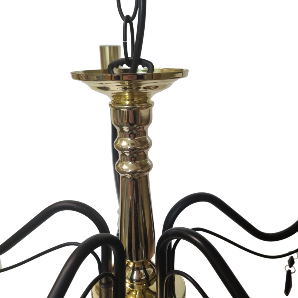 Litex Lamps TRF919/3 WH/PB Luxe 3 Light Chandelier with Crystals ...